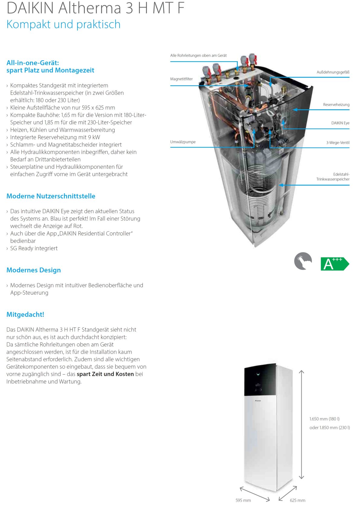 DAIKIN Altherma 3 H MT Serie 8 – 12 kW – Luft-Wasser Wärmepumpe von DAIKIN